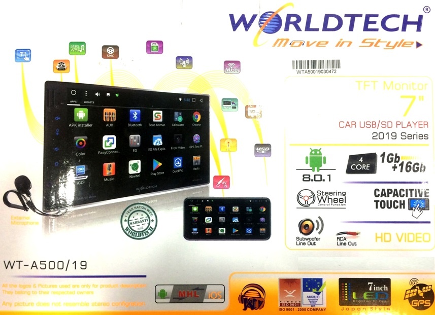 Worldtech WT-A500/19 Android Stereo 1GB RAM WiFi GPS USB